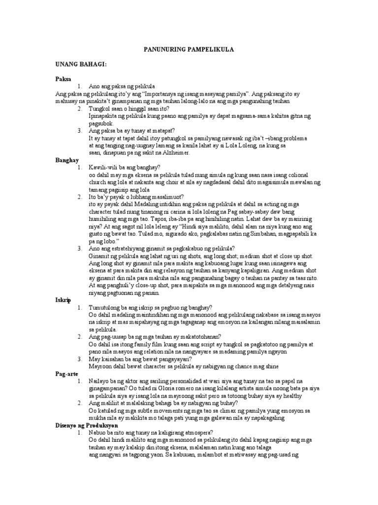 Panunuring Pampelikula 2 | PDF