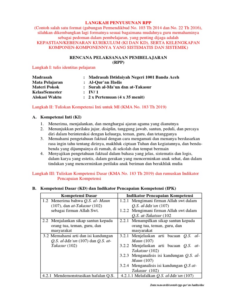 Contoh RPP 1 | PDF | Karier & Perkembangan