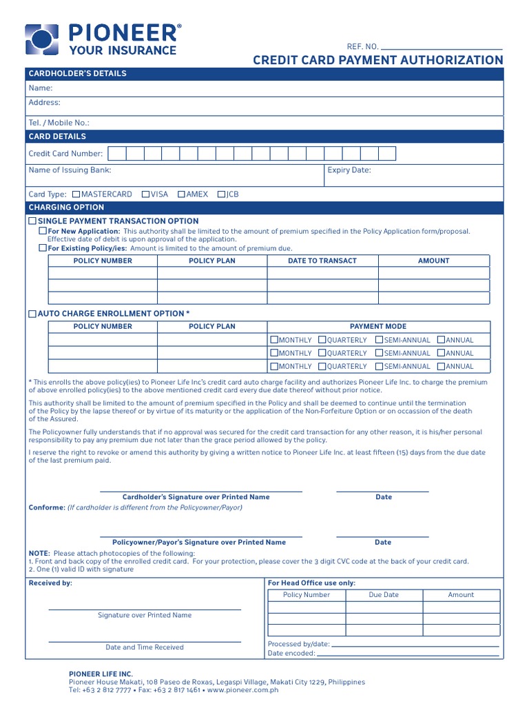 (CCPA) PLI - Credit - Card - Payment - Authorization - Form | PDF ...