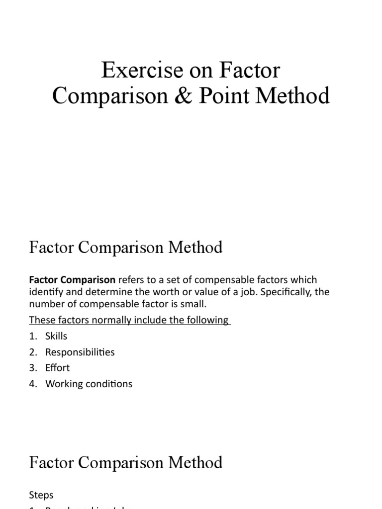 Factor Comparison Point Method of Job Evaluation | PDF | Psychological ...