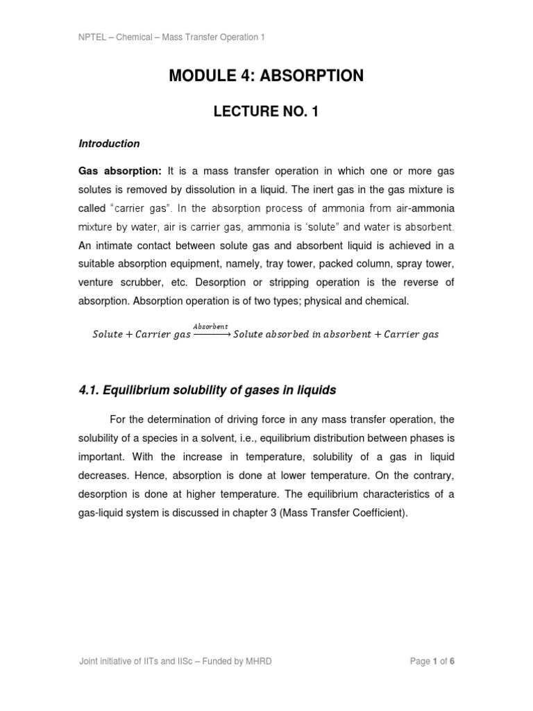 Absorption | PDF | Solubility | Absorption (Chemistry)
