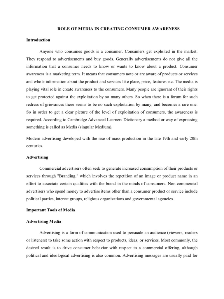 Media's Role in Consumer Awareness | PDF | Broadcasting | Advertising