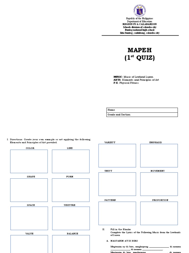 Las - Mapeh Quiz | PDF