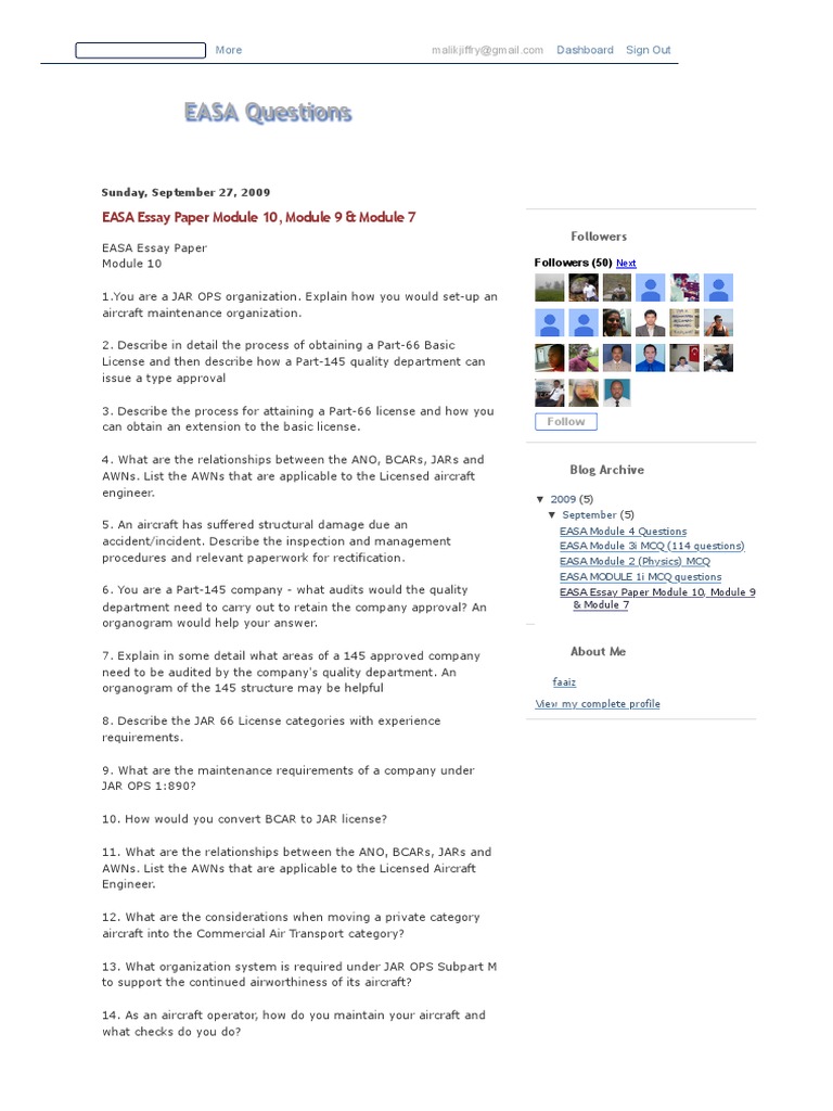 EASA Questions - EASA Essay Paper Module 10, Module 9 & Module 7 | PDF | Transport | Aviation