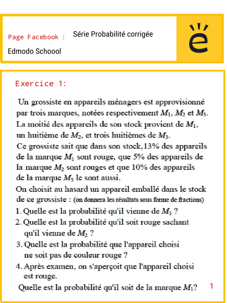 Série Probabilité Corrigée 2021 | PDF
