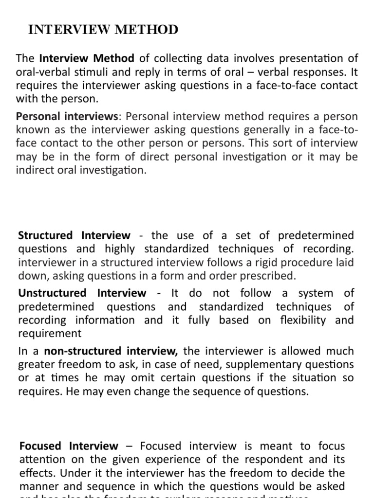 Interview Method | PDF | Interview | Sampling (Statistics)