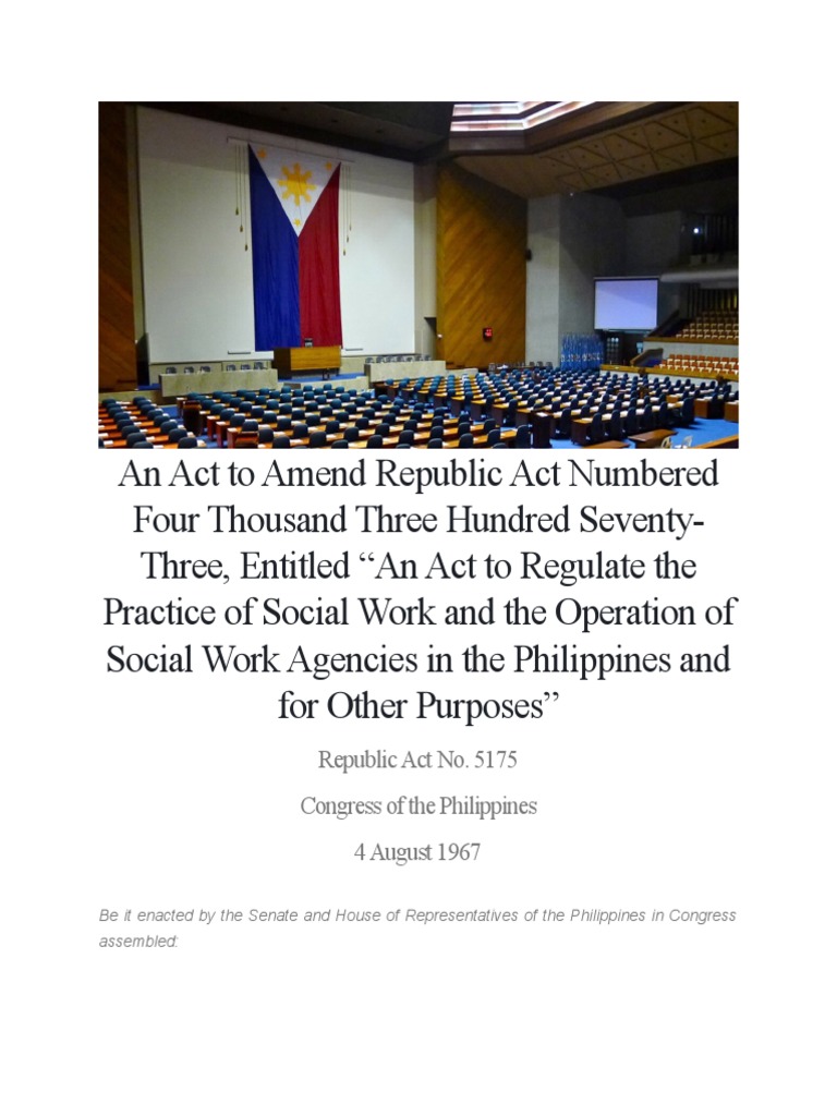 RA 5175-Amendment of R.A. 4373 | PDF | Social Work | Academic Degree
