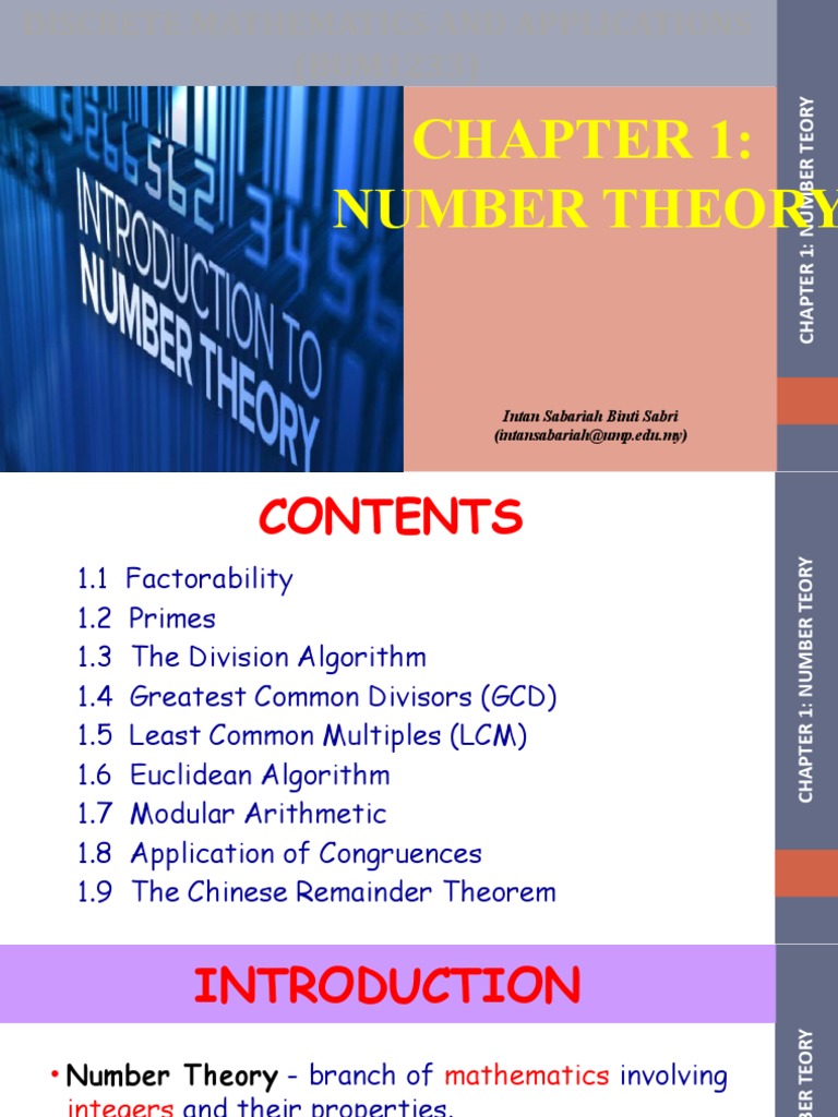 Chapter 1 Number Theory - Kalam | PDF | Division (Mathematics) | Prime ...