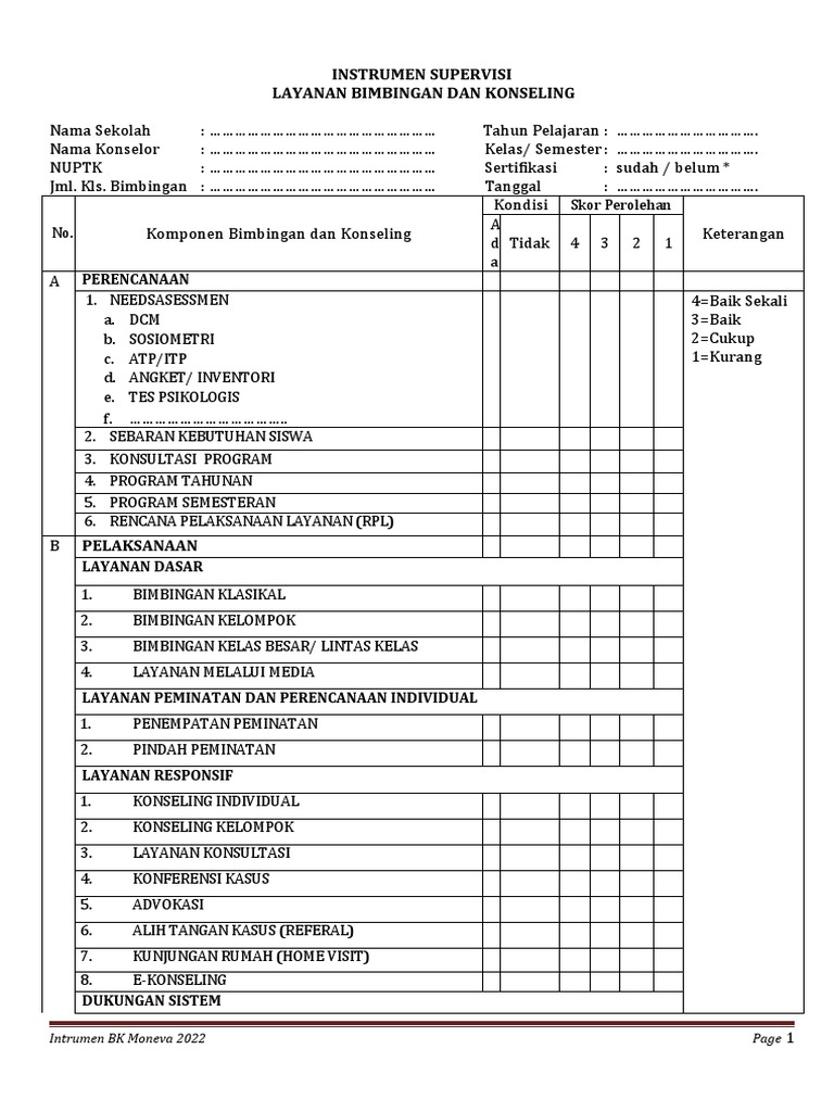 Instrumen Penilaian BK | PDF