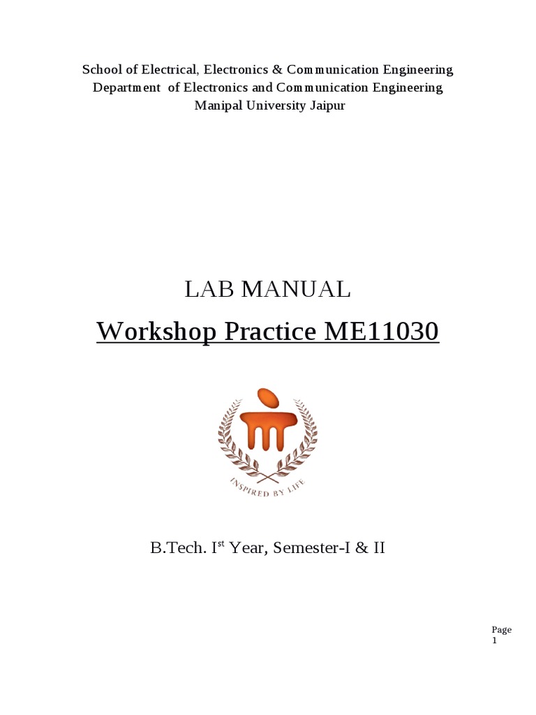 Lab Manual Workshop Practice ME1030-V2 - 221013 - 120928 | PDF | Capacitor | Diode