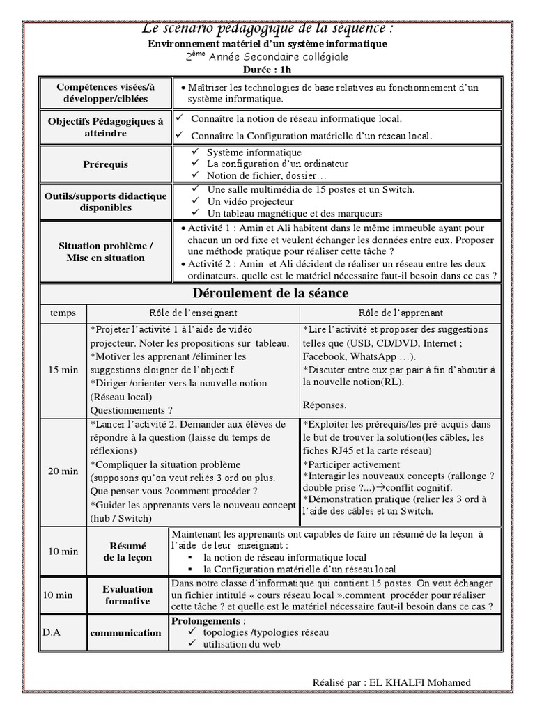 Fiche Technique Réseau Local | PDF | Pédagogie | Informatique