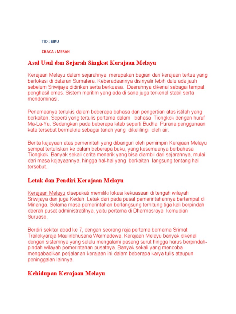 Sejarah Kelompok Tio, Chaca | PDF