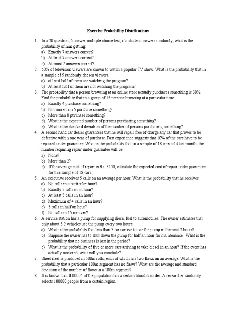 Exercise Probability Distributions Explained | PDF | Layoff | Standard ...