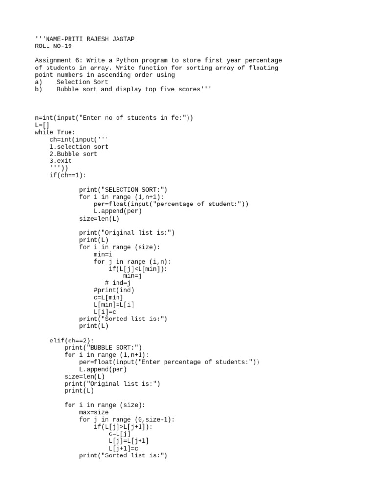 Assignment 6 Pdf Computer Programming Computing 