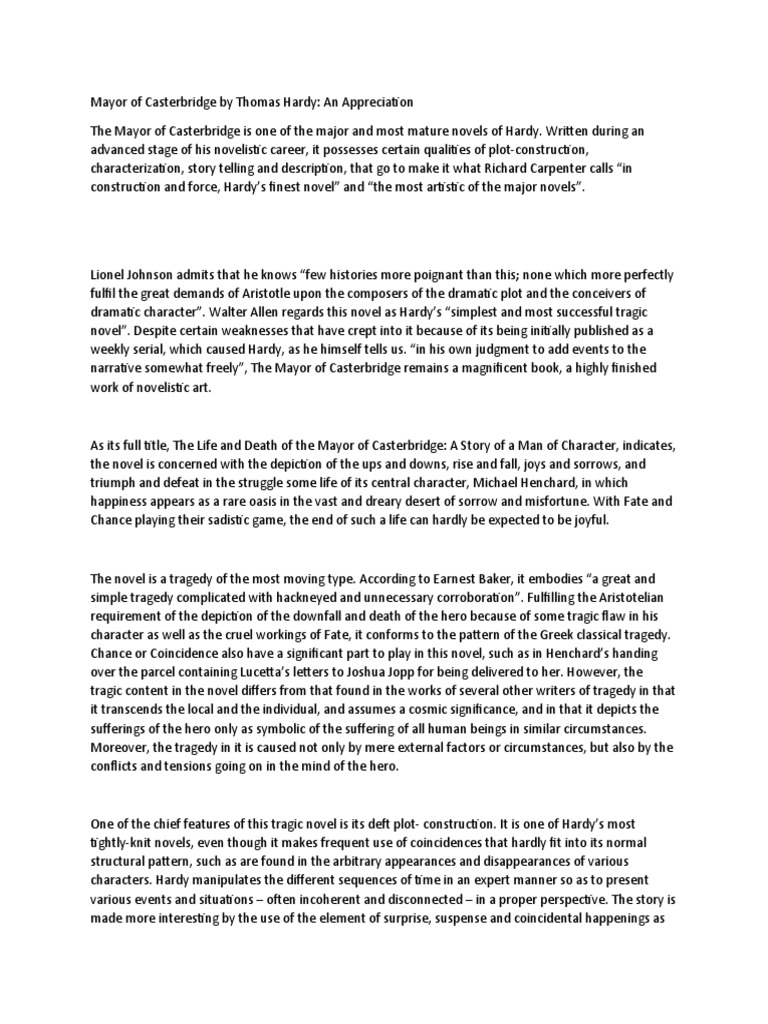 Critical Appreciation | PDF | Tragedy | Hero