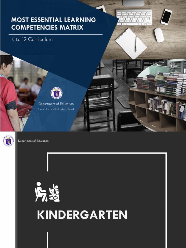 KINDERGARTEN Most Essential Learning Competencies Matrix | PDF ...