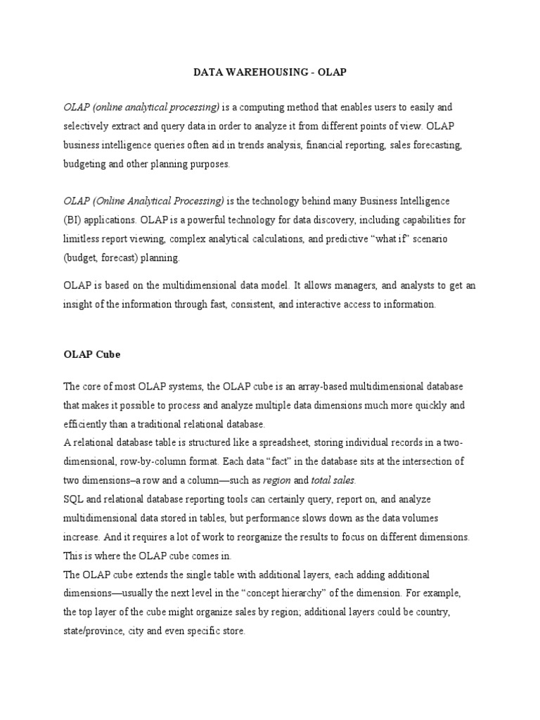 4 Olap | PDF | Data | Information Technology
