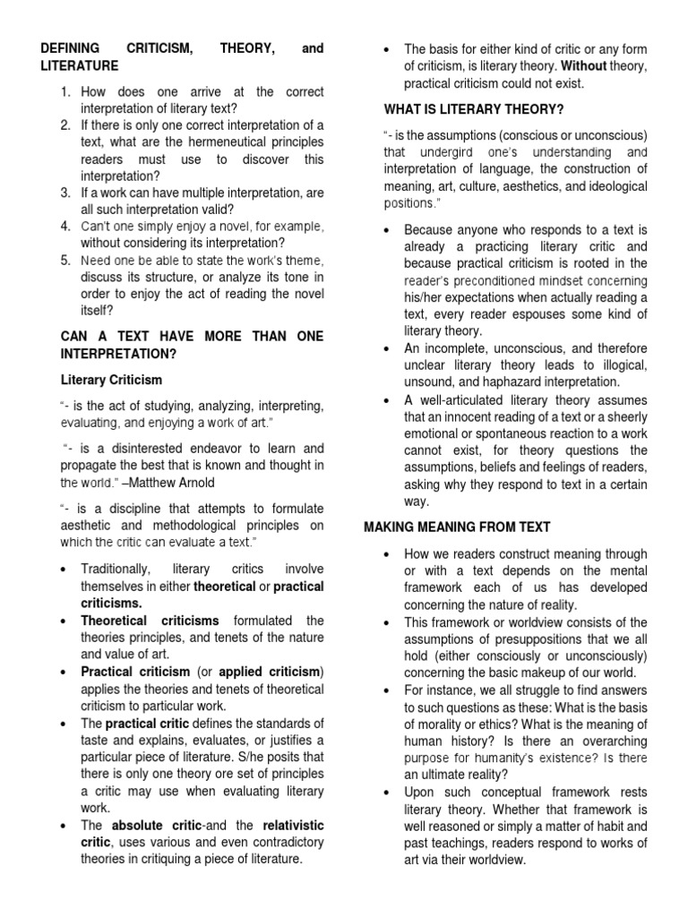 Understanding Literary Criticism Theory | PDF | Plato | Aristotle