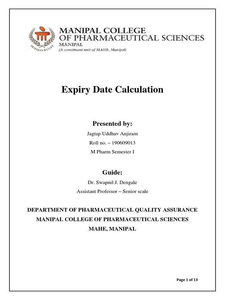 Expiry Date Calculation Write Up | PDF | Reaction Rate | Shelf Life
