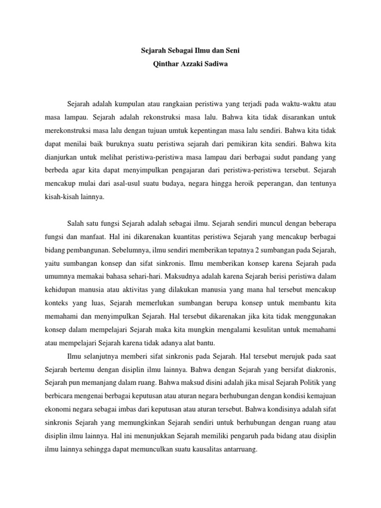Sejarah Sebagai Ilmu Dan Seni | PDF