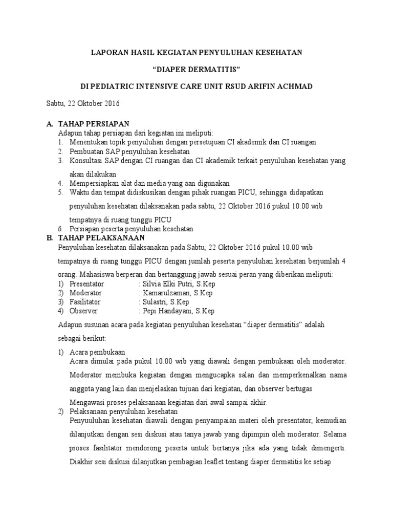 Laporan Hasil Kegiatan Penyuluhan Kesehatan | PDF Laporan Hasil Kegiatan Penyuluhan Kesehatan | PDF