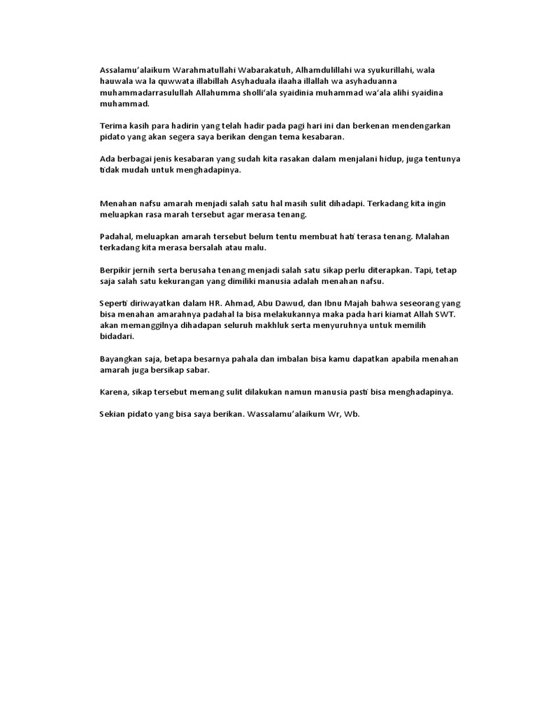 Pidato Singkat Islami Menahan Amarah | PDF
