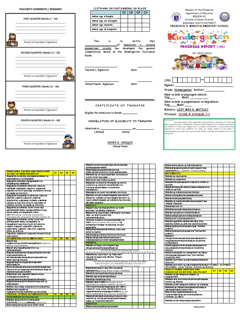 Progress Report Card Bisaya | PDF