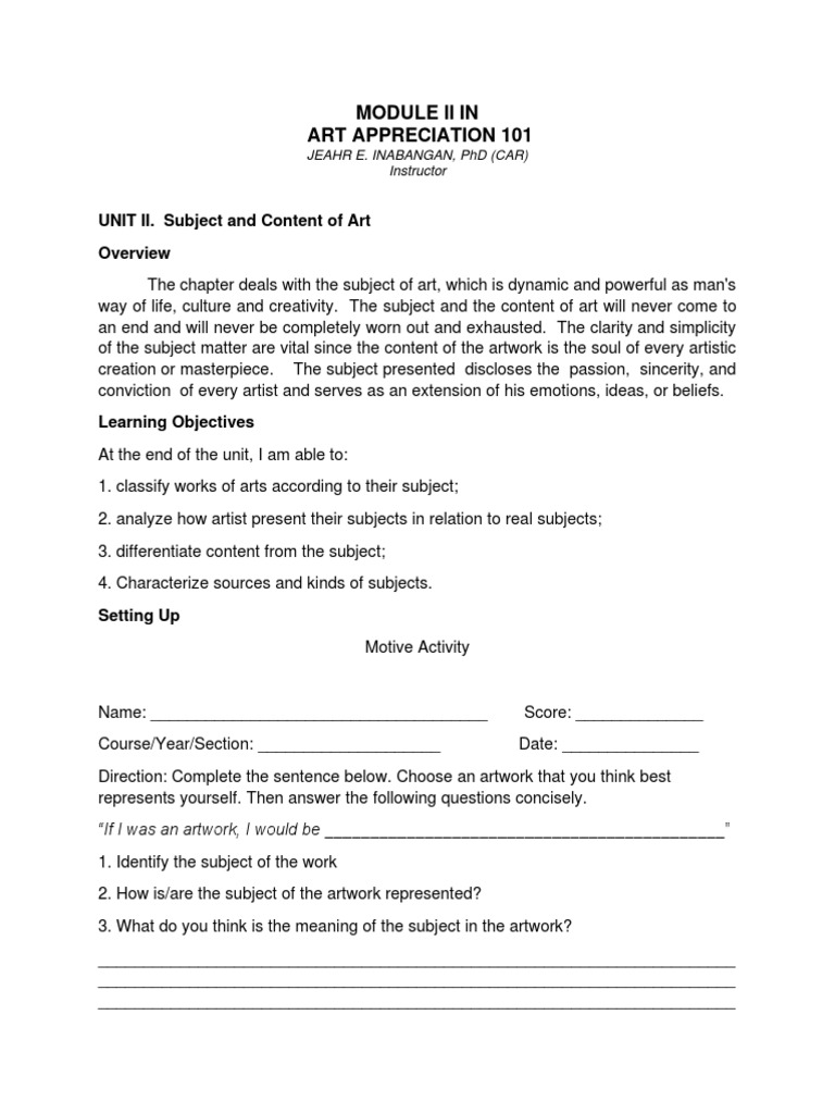 Module Ii in Art Appreciation | PDF | Abstract Art | Experience