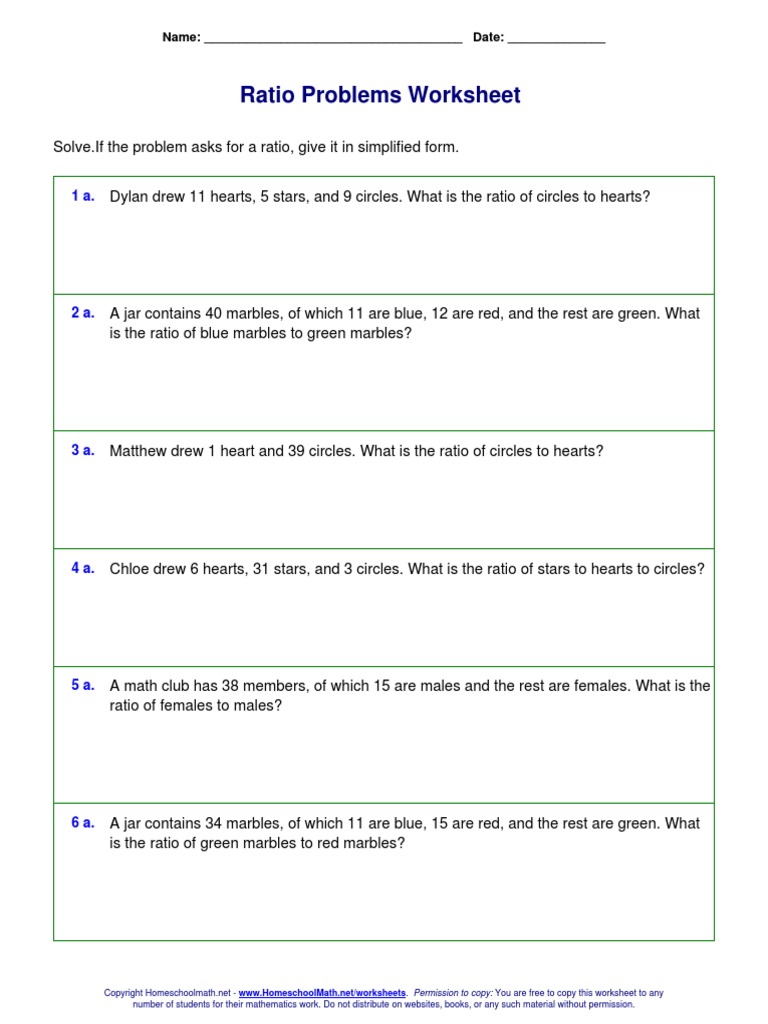 Ratios Worksheet | PDF