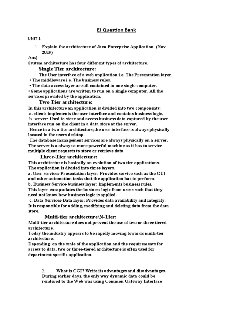 EJ Question Bank | PDF | Web Server | Internet & Web