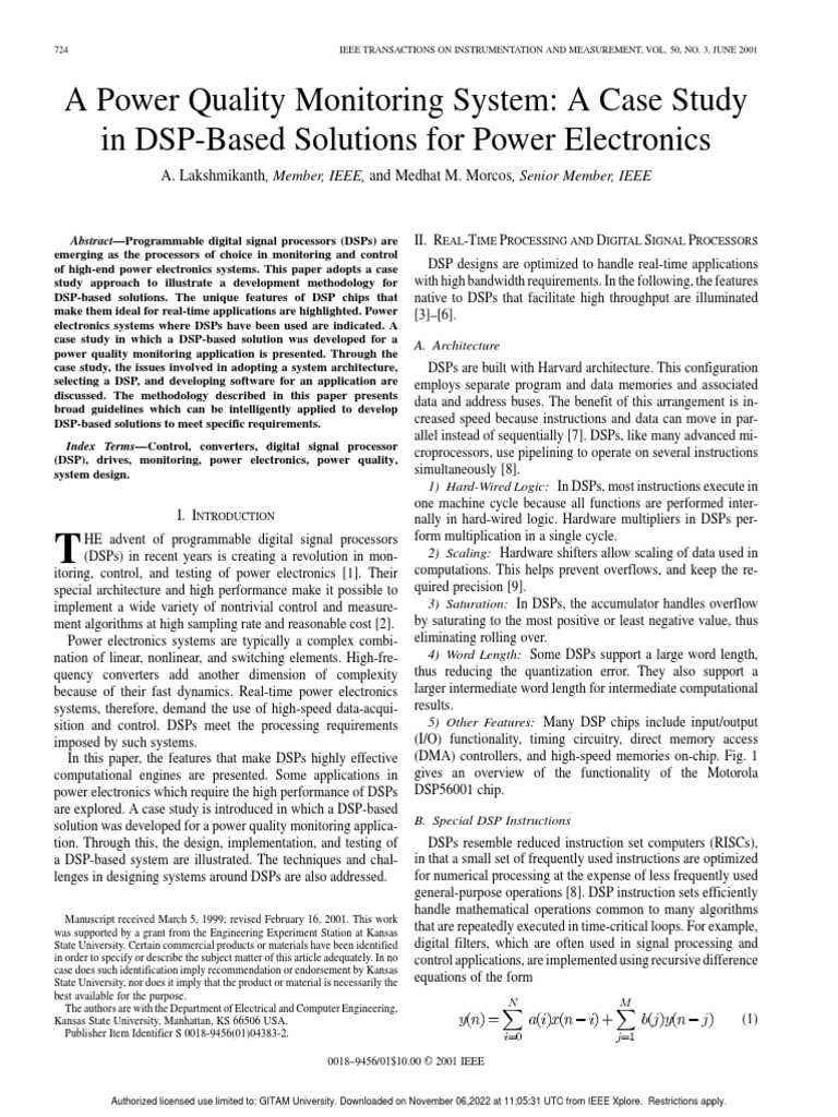 A Power Quality Monitoring System A Case Study in DSP-based Solutions ... A Power Quality Monitoring System A Case Study in DSP-based Solutions ...