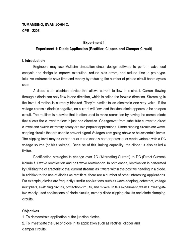 Experiment 1 Tumambing Evan John C PDF | PDF | Science & Mathematics