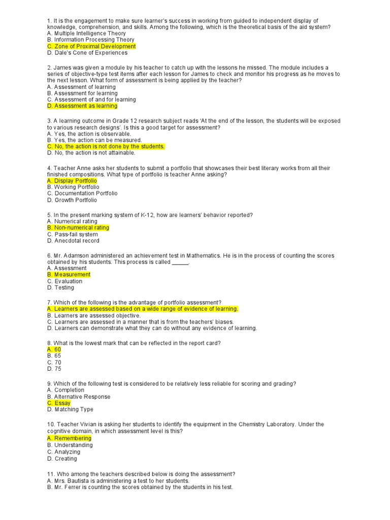 Assessment of Learning Prof Ed Reviewer | PDF | Educational Assessment ... Assessment of Learning Prof Ed Reviewer | PDF | Educational Assessment ...