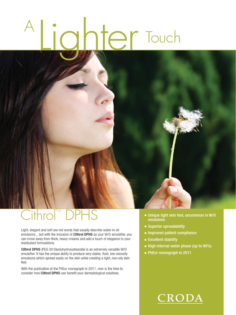 CRODA's PDS Cithrol DPHS | PDF | Emulsion | Chemistry