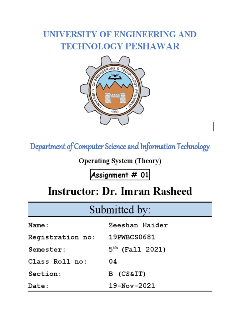 19pwbcs0681-Zeeshan Haider-Os (T) - A1 | PDF | Operating System | Computer Data Storage