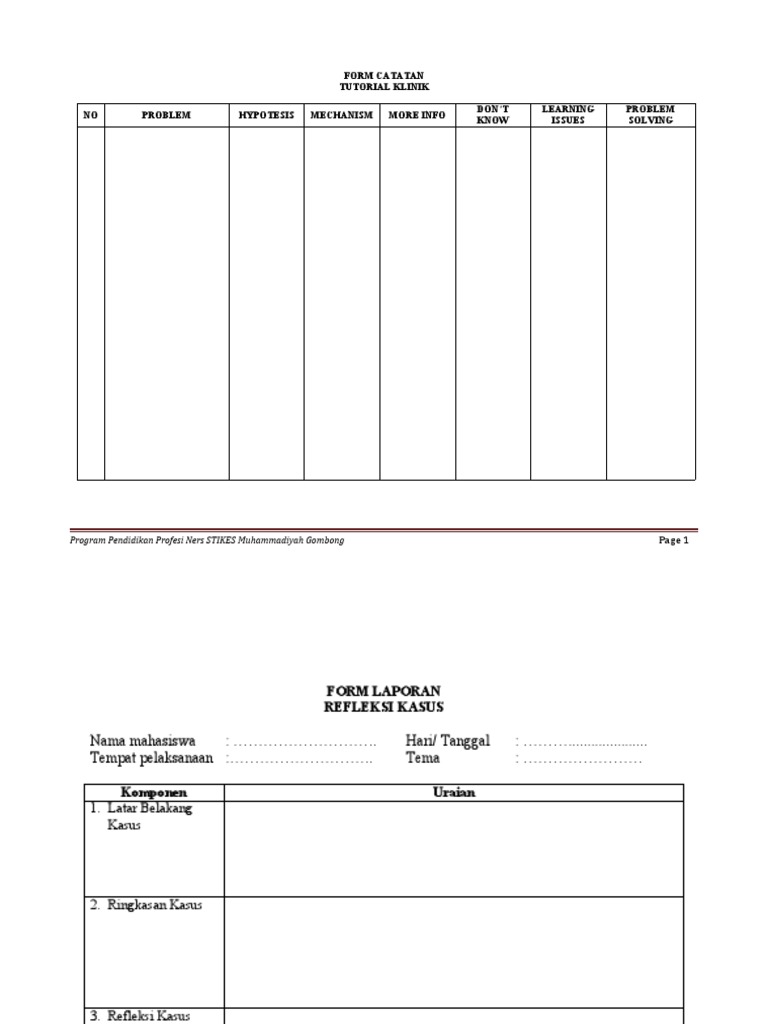 Form BST, Tutorial Klinik KKI Refleksi Kasus | PDF
