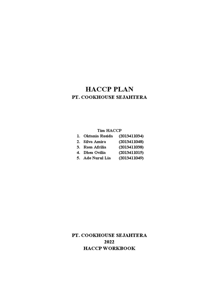 Form Haccp A6 | PDF