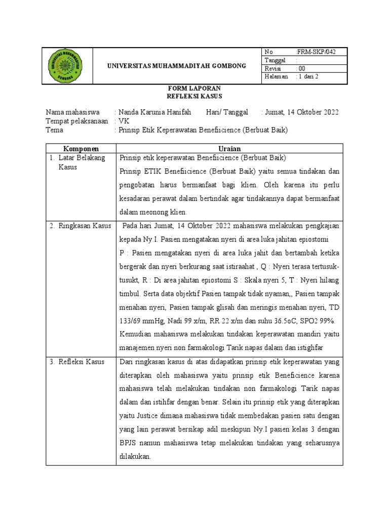 Refleksi Kasus - Nanda Karunia Hanifah | PDF