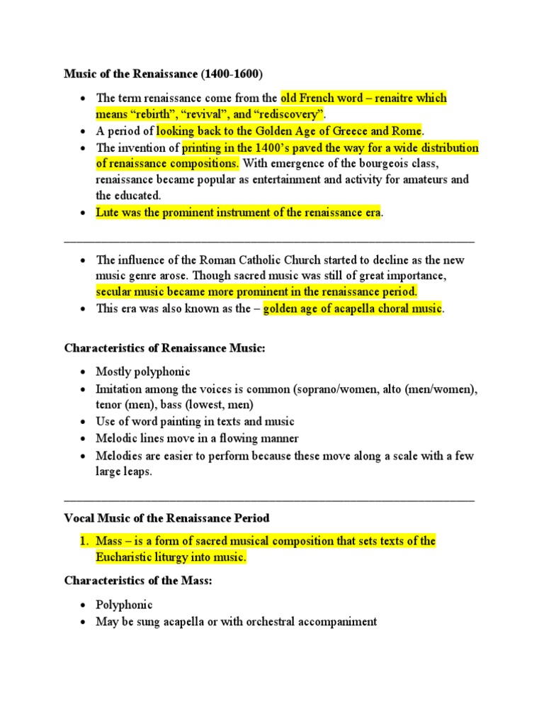 Music of the Renaissance | PDF | Baroque Music | Gregorian Chant