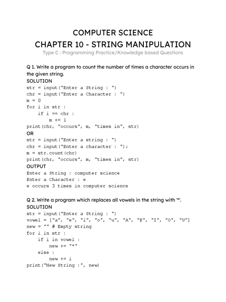 CS CH 10 - String Manipulation | PDF | String (Computer Science) | Letter Case