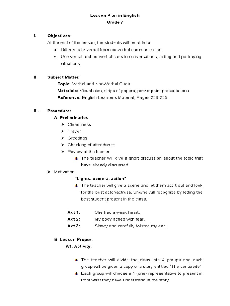Communicating Through Actions and Words: A Lesson Plan on Verbal and ...