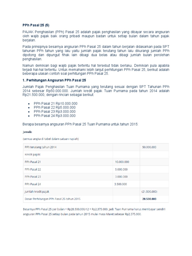 PPH Pasal 25 | PDF