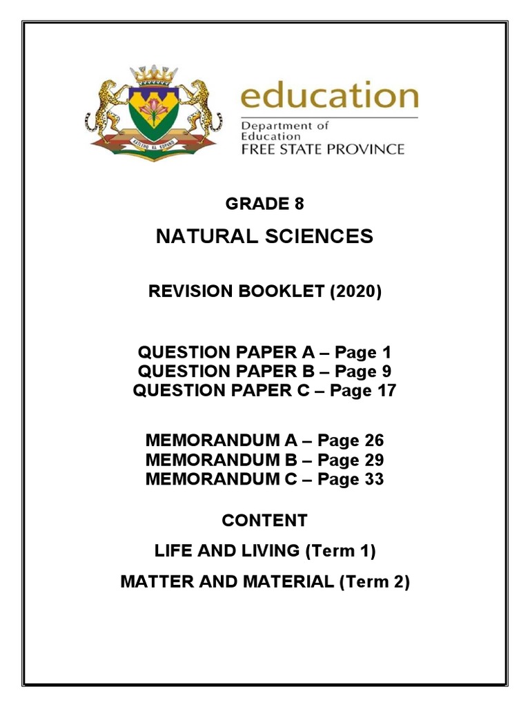Grade 8 Natural Science Revision 2020 | PDF | Matter | Atoms