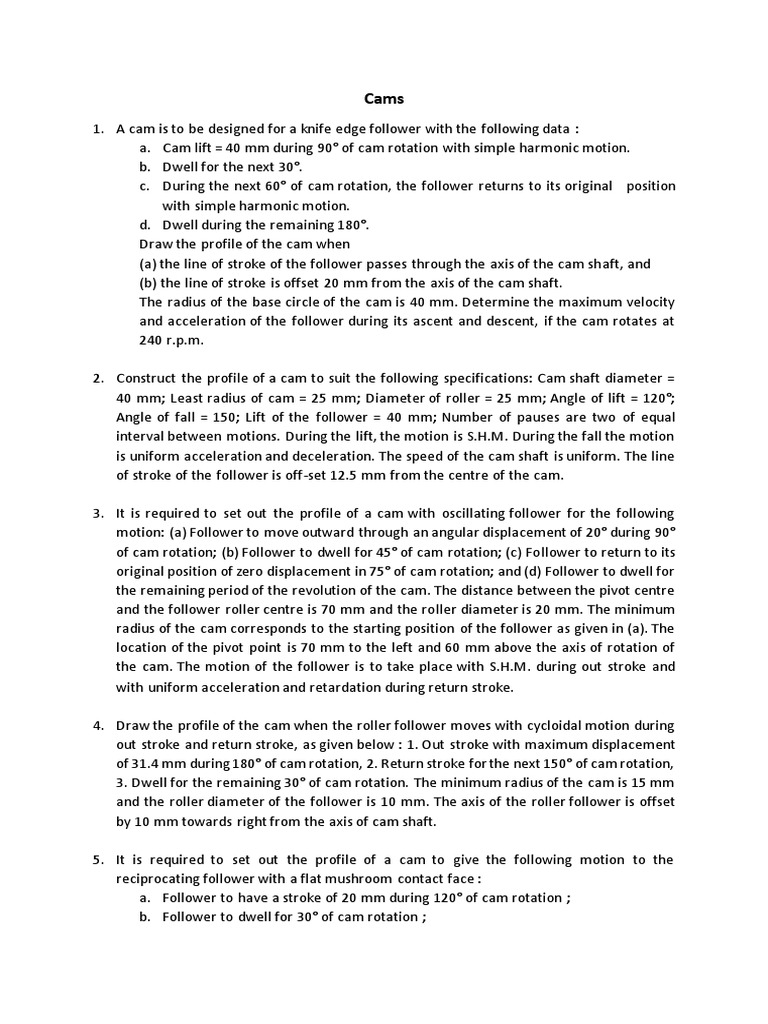 Unsolved Problems On Cam Design | PDF | Rotation Around A Fixed Axis ... Unsolved Problems On Cam Design | PDF | Rotation Around A Fixed Axis ...