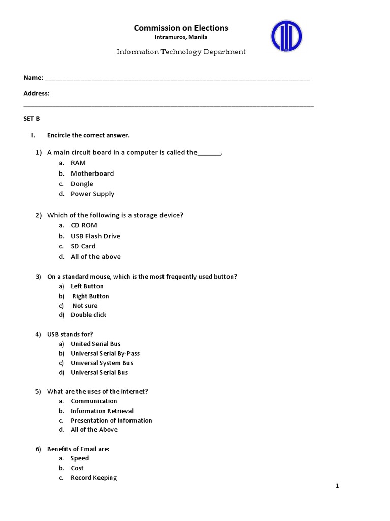 Understanding Computer Technology: An Assessment of Basic Computer and Internet Concepts for ...