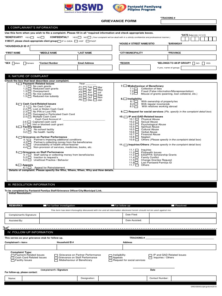 GRS Form - English 2018 | PDF