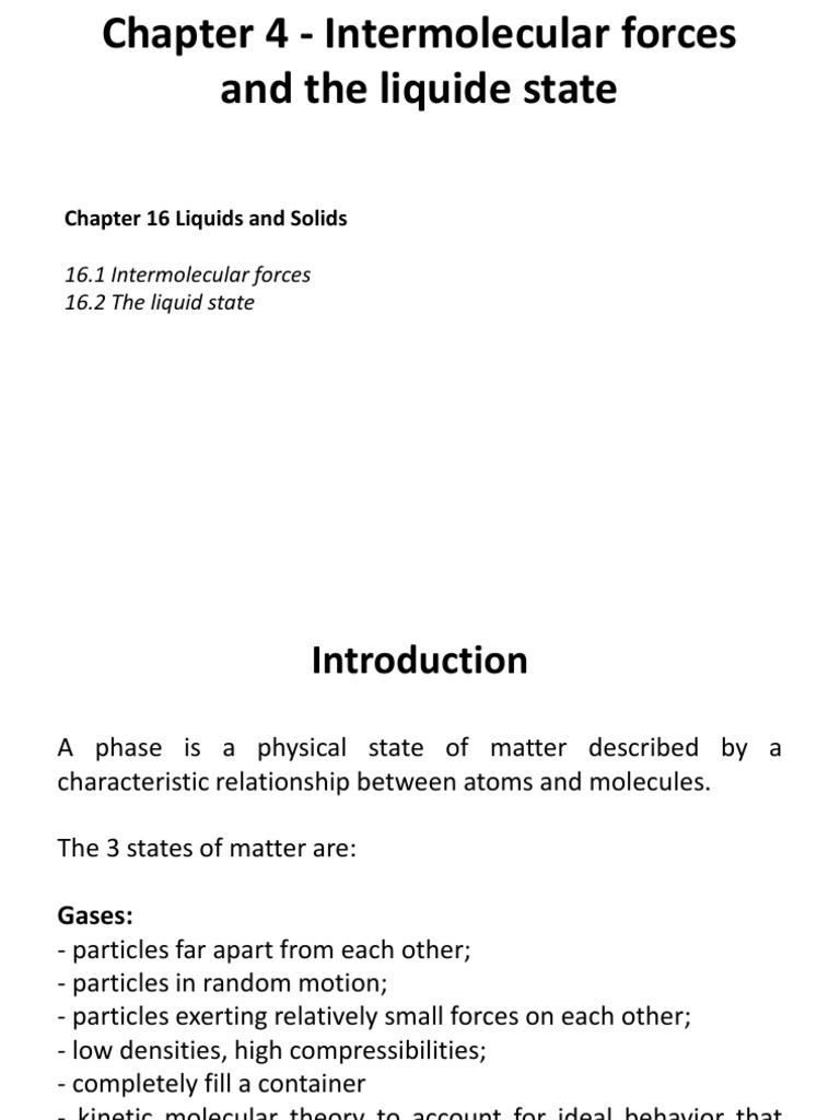 CH 4 - Intermolecular Forces | PDF | Chemical Polarity | Intermolecular ...