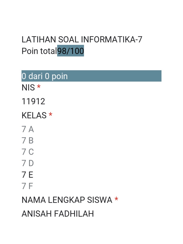 Latihan Soal Informatika | PDF