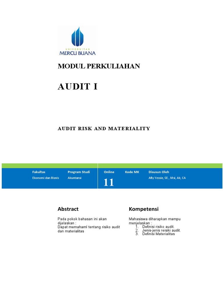 Risiko Audit dan Materialitas dalam Akuntansi | PDF | Pengelolaan ...