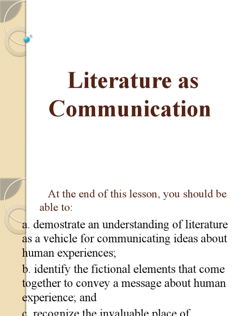 Literature of Communication PPT PC | PDF | Plot (Narrative)